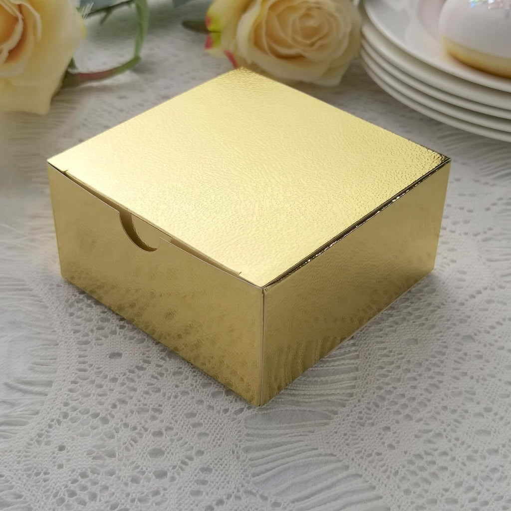 Gold Cake Cupcake Favor Gift Boxes 100 Pack | TableclothsFactory