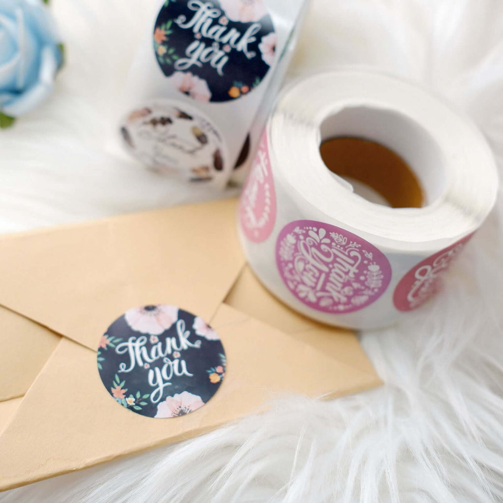 1000Pcs 1.5" Thank You Sticker Rolls | TableclothsFactory