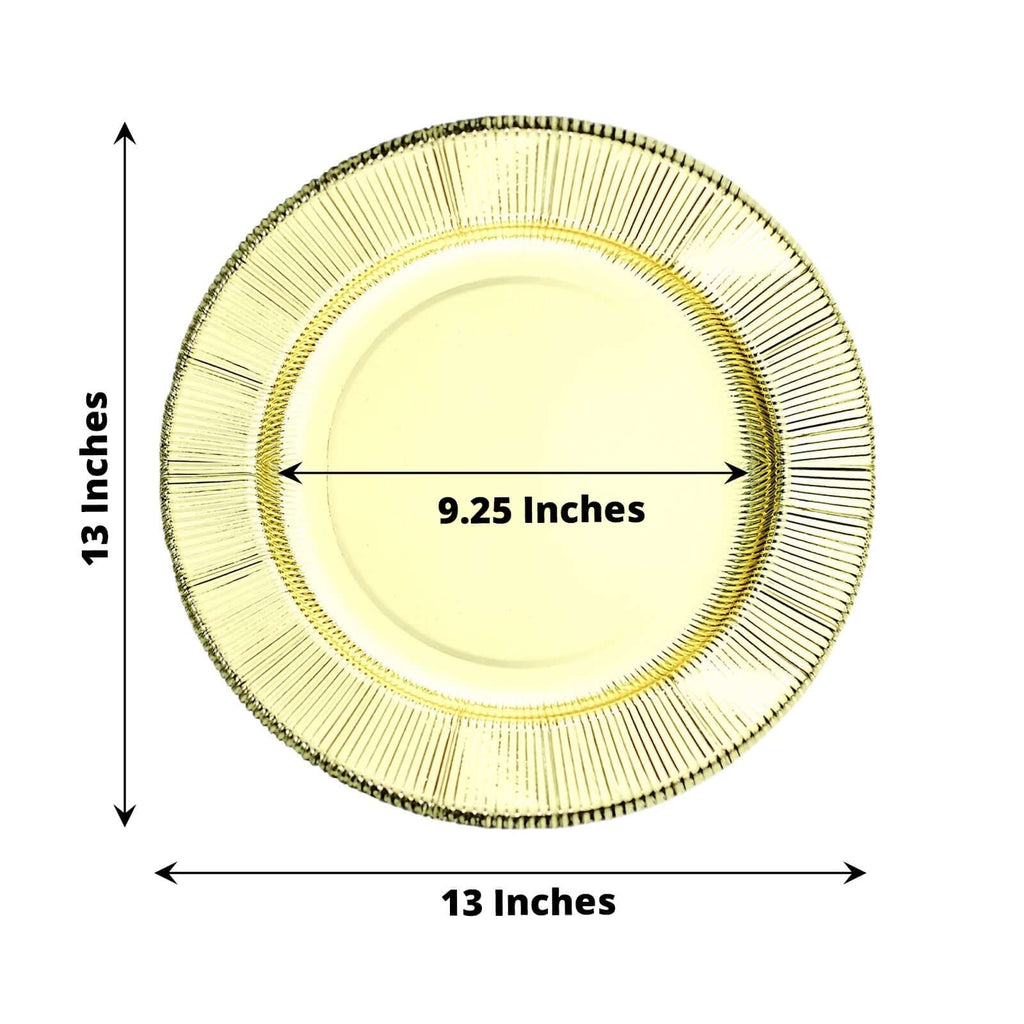 Sunray Disposable Charger Plates Metallic Gold 13" | TableclothsFactory