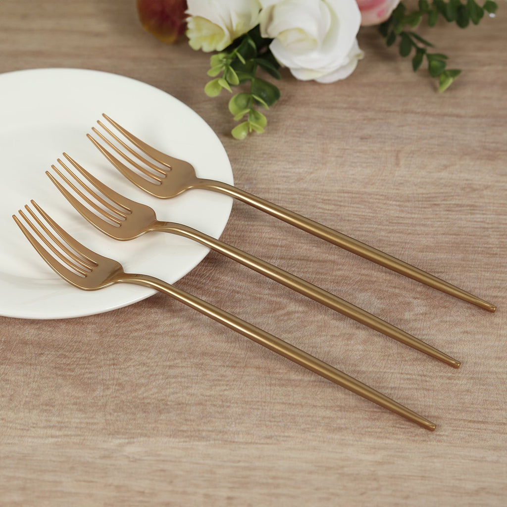Heavy Duty Plastic Forks Gold | TableclothsFactory