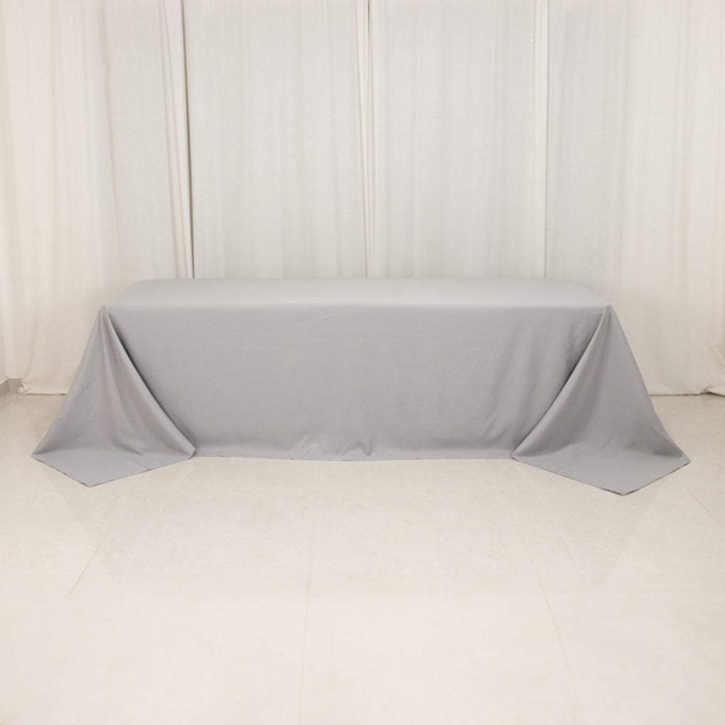 Premium Polyester Tablecloth 90"x156" Silver | TableclothsFactory