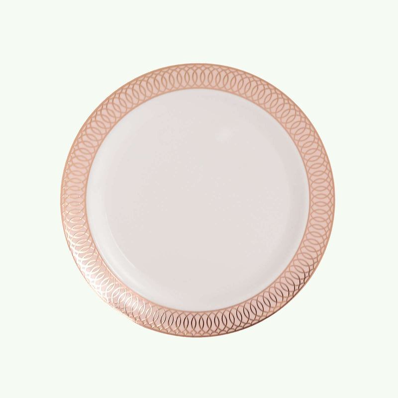 Spiral Rim Plastic 7" Salad Plates White/Blush & Rose Gold ...