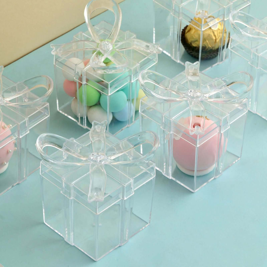 Clear Plastic Party Favor Boxes - 12 Pack | TableclothsFactory