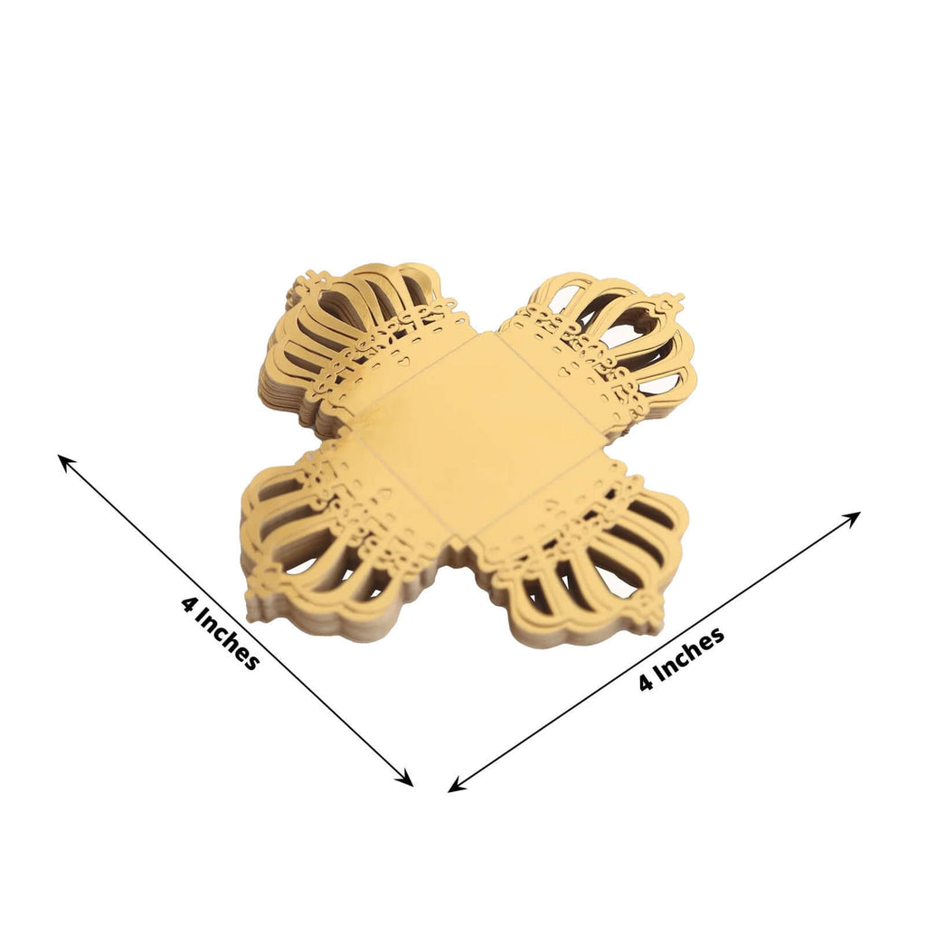 Paper Square Cup Liners Crown Metallic Gold 4" | TableclothsFactory