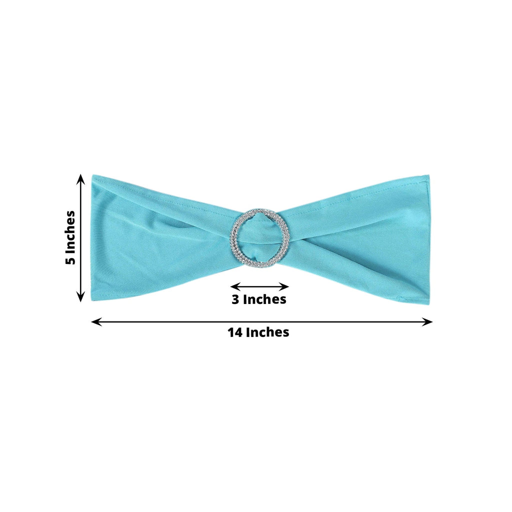 Spandex Sashes 5"x14" Turquoise with Diamond Buckle | TableclothsFactory