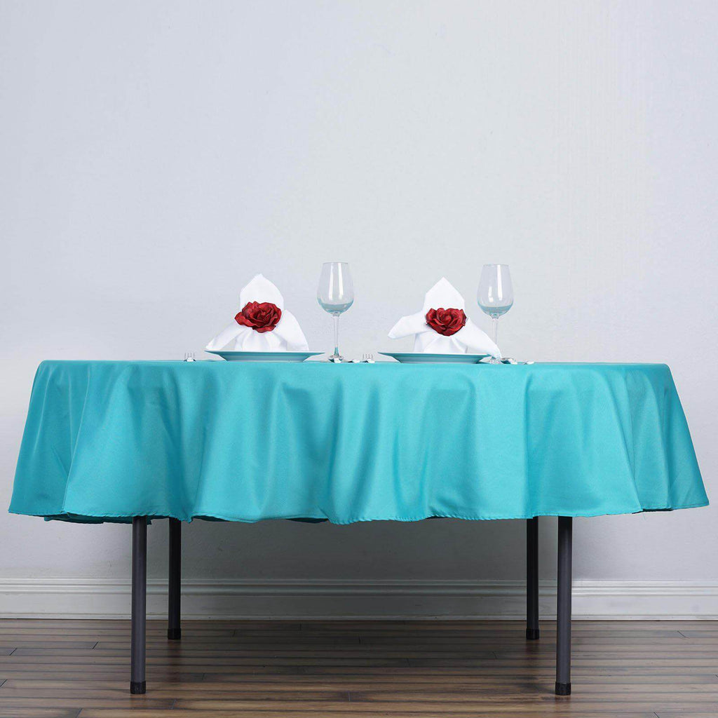 Polyester Round Tablecloth 90" Turquoise | TableclothsFactory