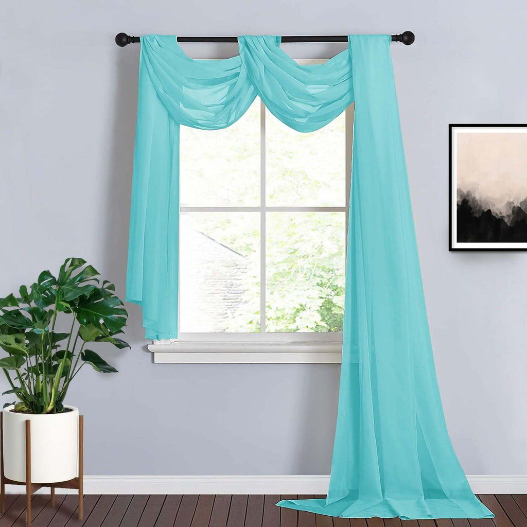 18ft Turquoise Sheer Organza Drapery | TableclothsFactory