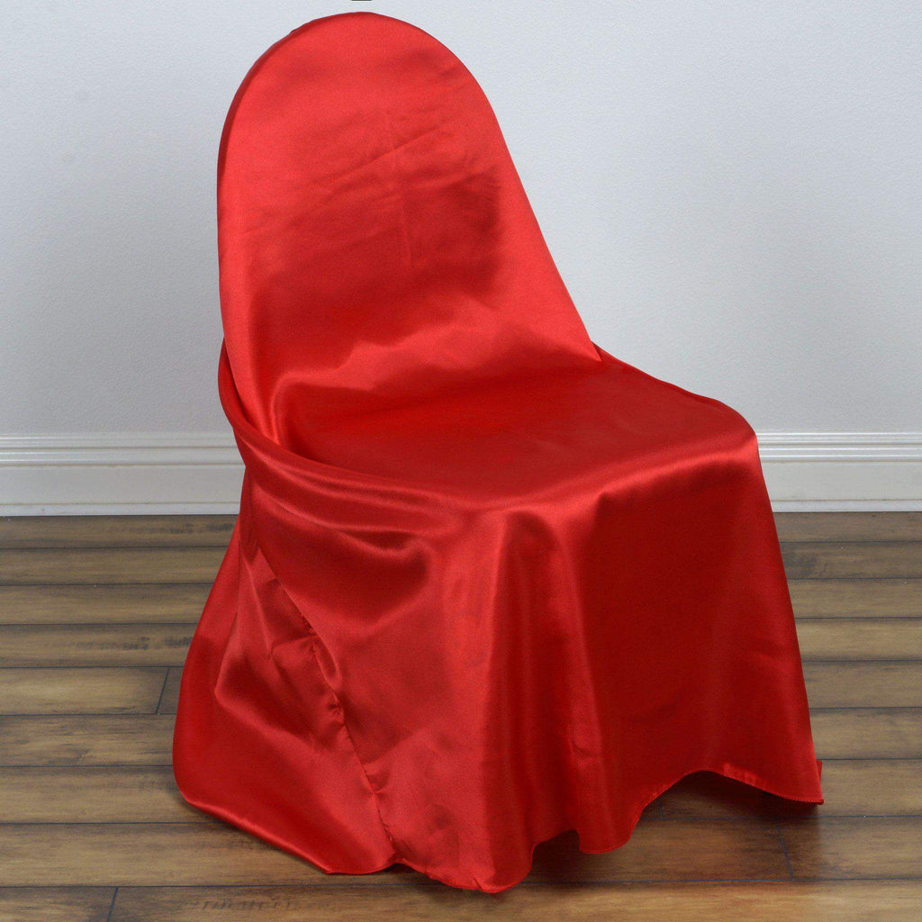 Satin Self-Tie Universal Chair Cover Red | TableclothsFactory