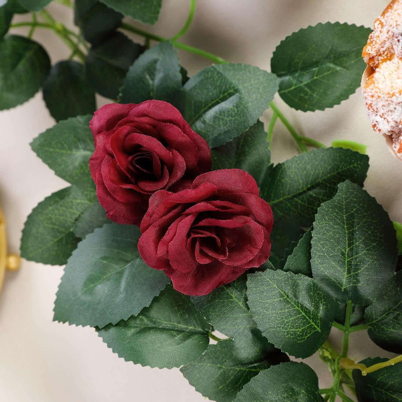 20 Burgundy Silk Roses Flower Garland | tableclothsfactory.com