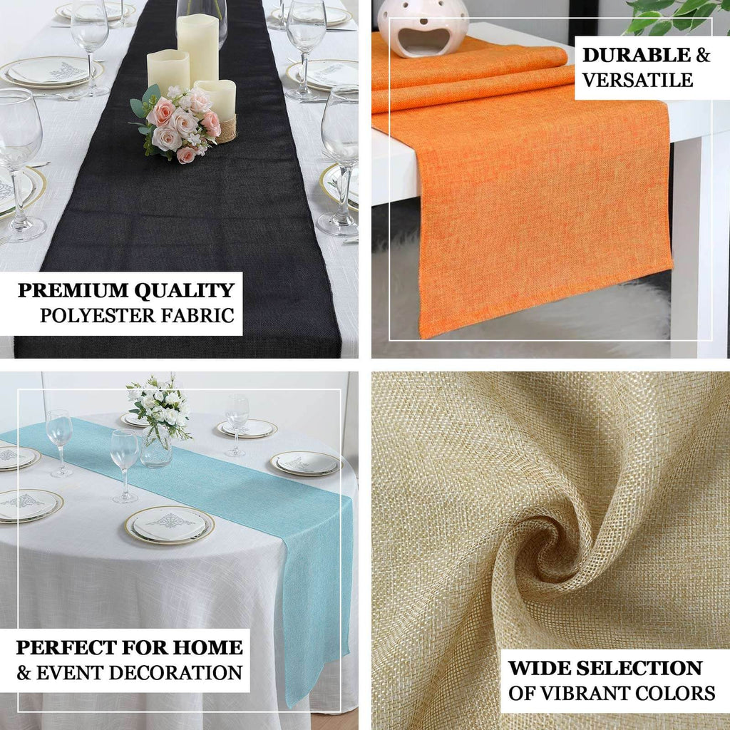 Faux Linen Table Runner 14"x108" Sage Green | TableclothsFactory