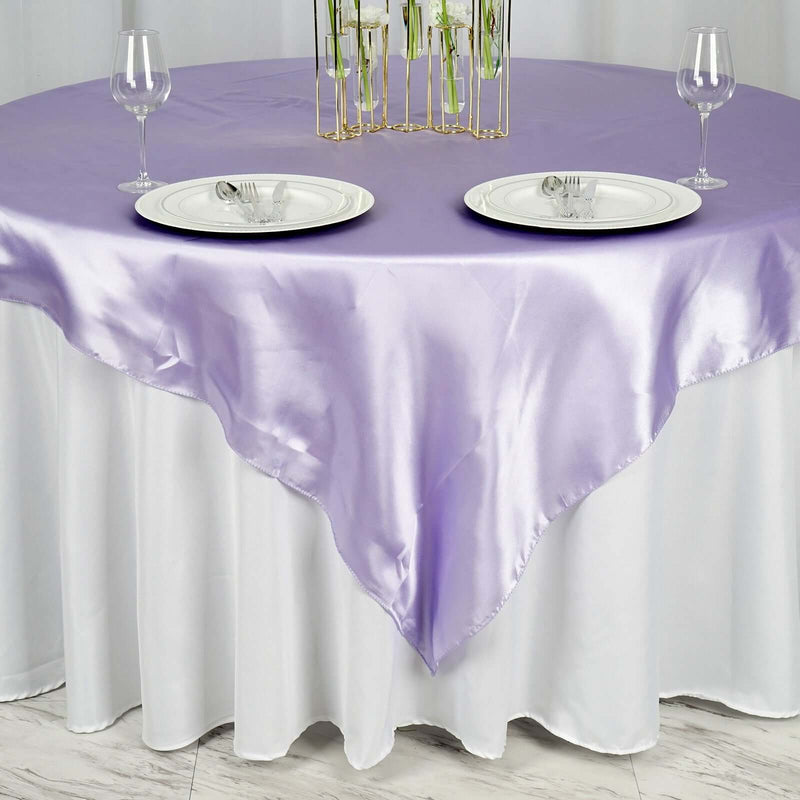Satin Table Overlay 72"x72" Pink | TableclothsFactory