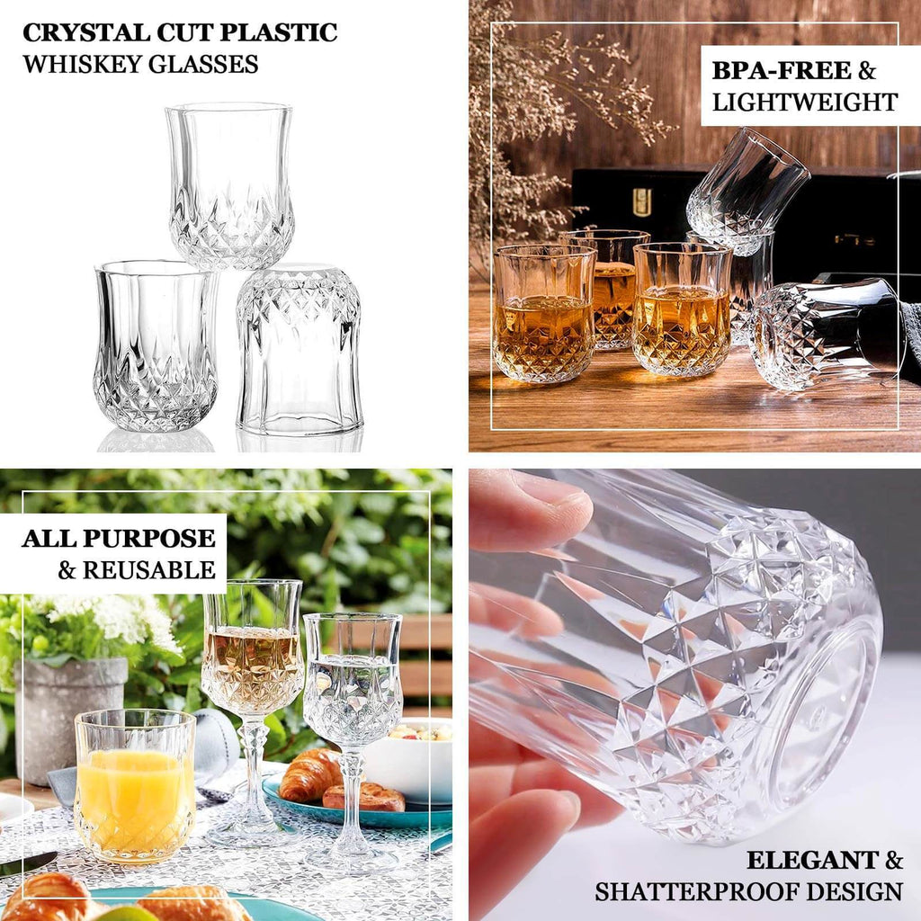 Crystal Cut Whiskey Glasses Clear 8oz | TableclothsFactory