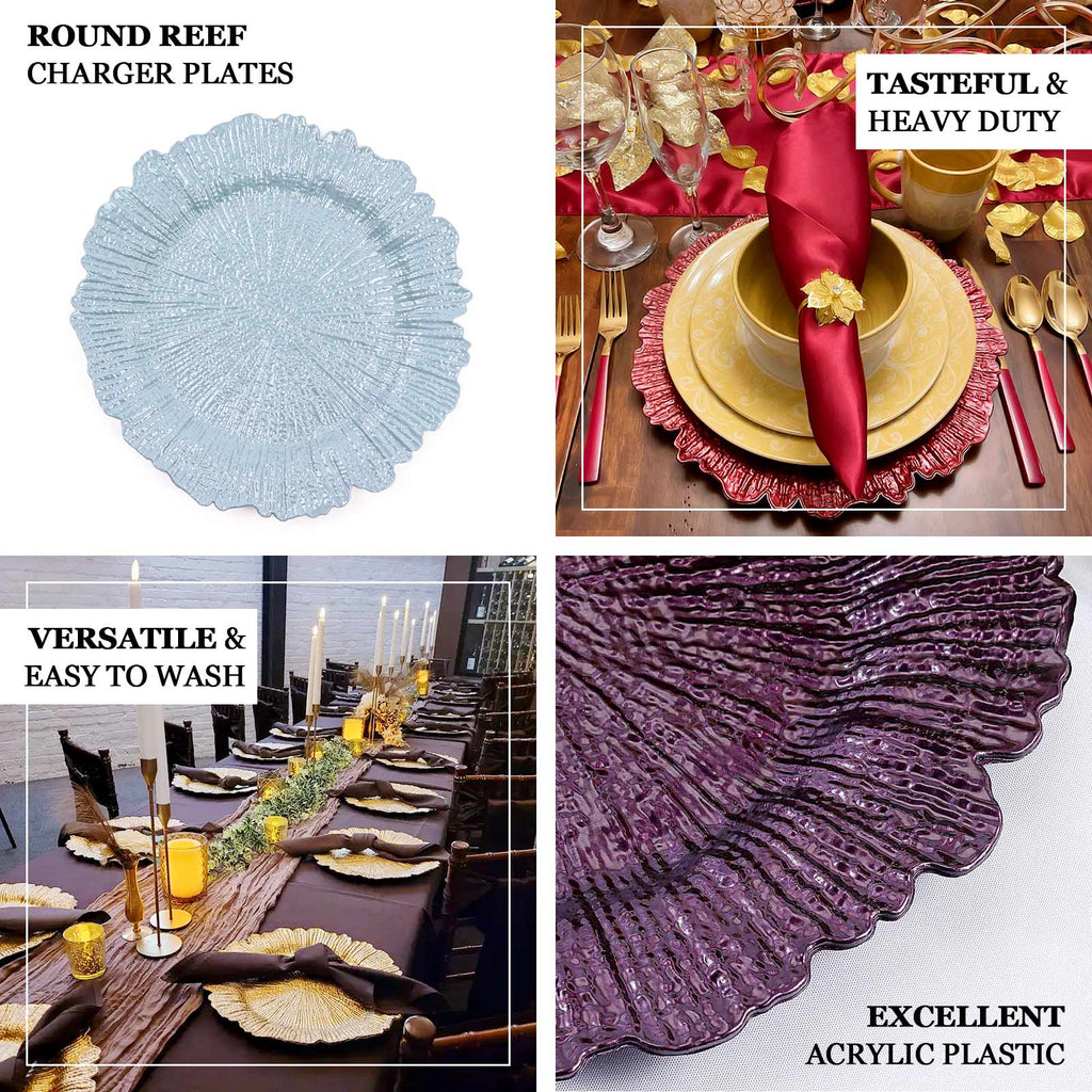 Black Reef Charger Plates 6 Pack | TableclothsFactory