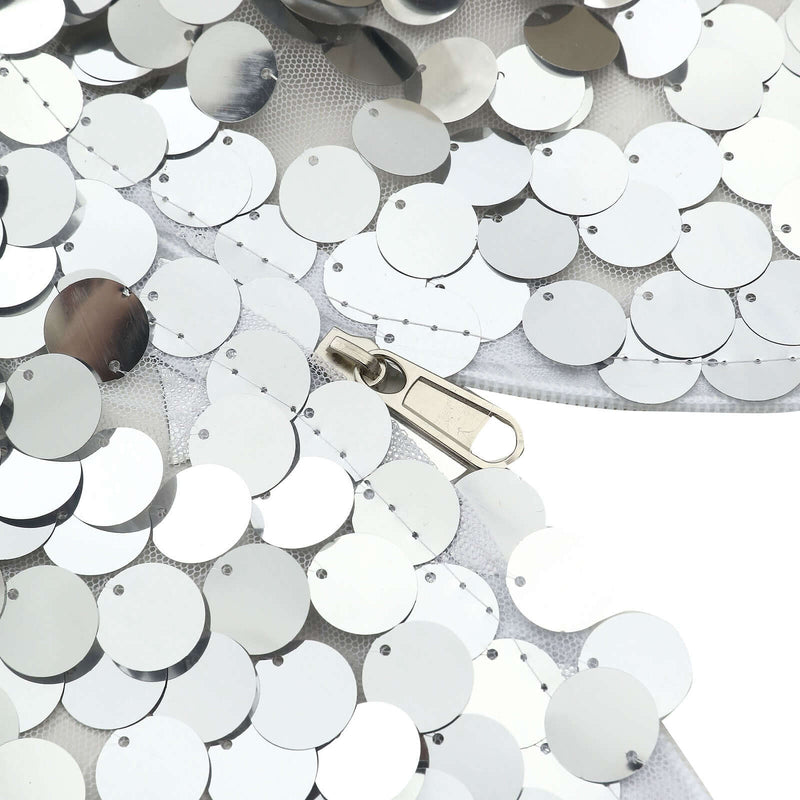 8ft Silver Sequin Hexagon Backdrop Cover | tableclothsfactory.com