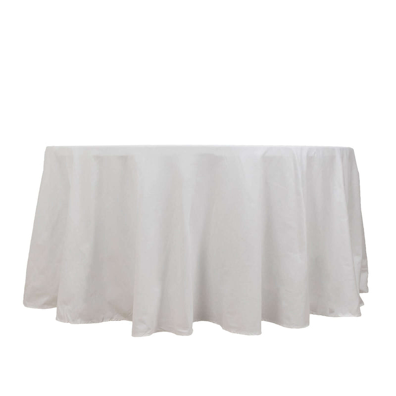 100% Cotton Round Tablecloth 120" White | TableclothsFactory