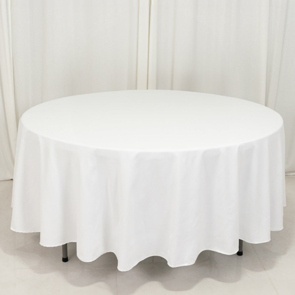 Cotton Blend Round Tablecloth 108" White | TableclothsFactory