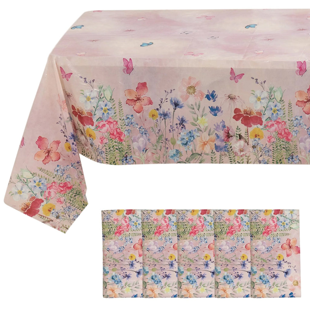 Butterfly Floral Plastic Rectangle Table Covers 54"x108" Blush ...
