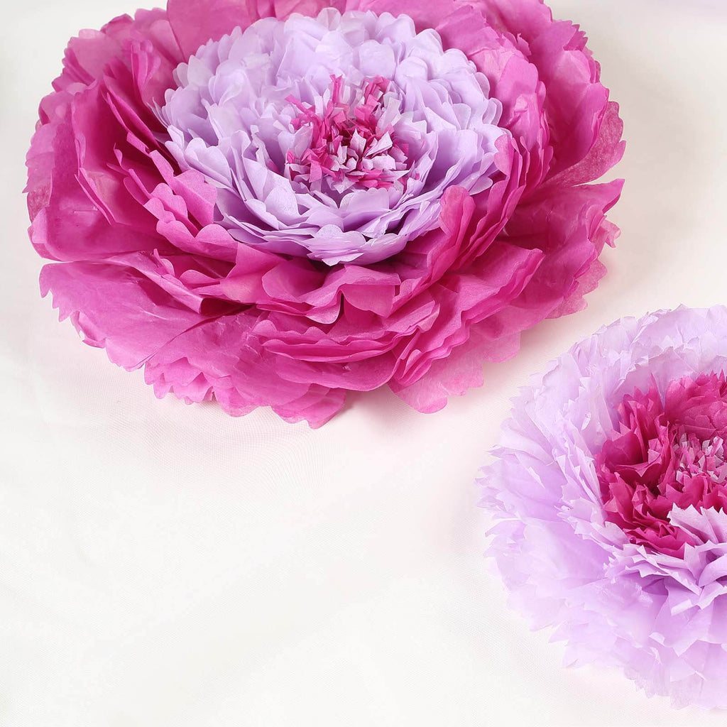 Lavender Giant Carnation 3D Paper Flowers Set | TableclothsFactory
