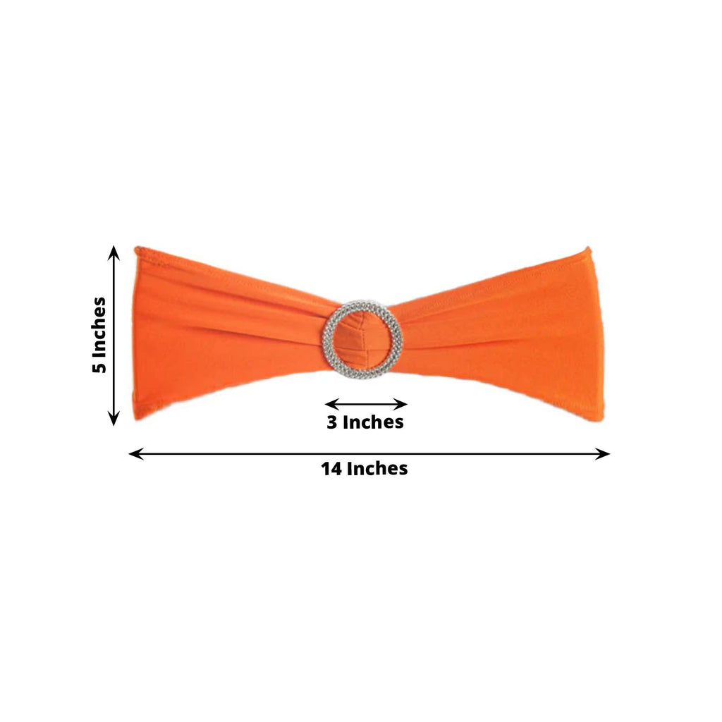 Spandex Sashes 5"x14" Orange with Diamond Buckle | TableclothsFactory