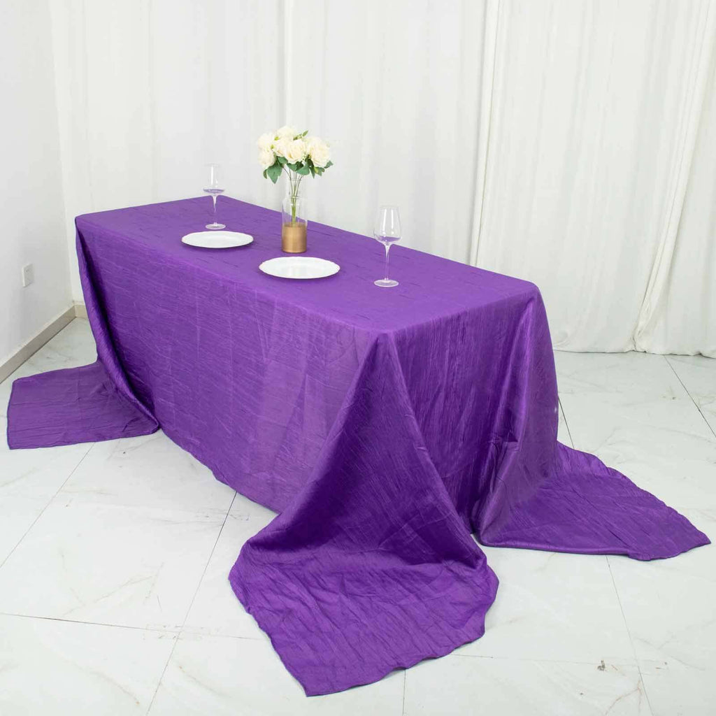 Accordion Crinkle Tablecloth 90"x156" Purple | TableclothsFactory