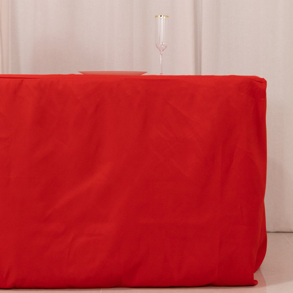 Fitted Premium Tablecloth 8ft Red | TableclothsFactory
