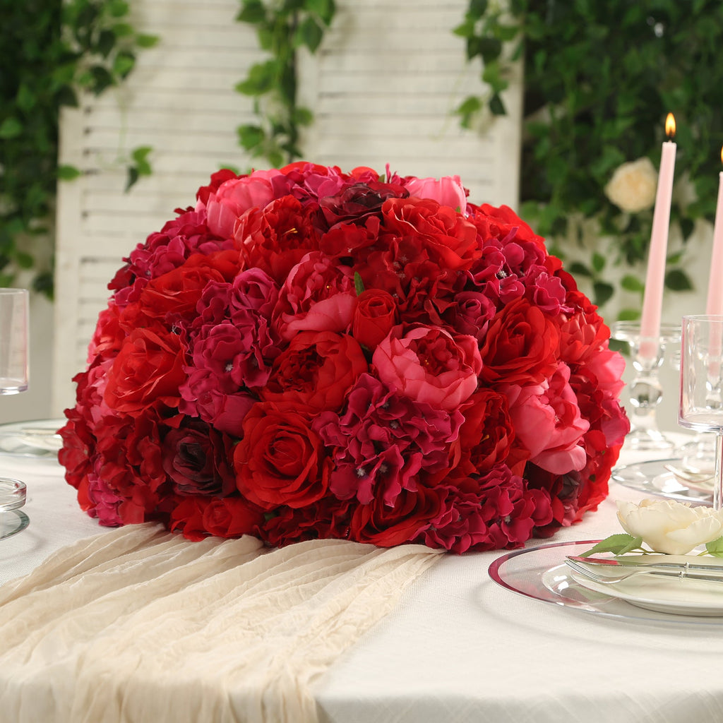 Red Silk Rose Flower Balls - 20" | TableclothsFactory