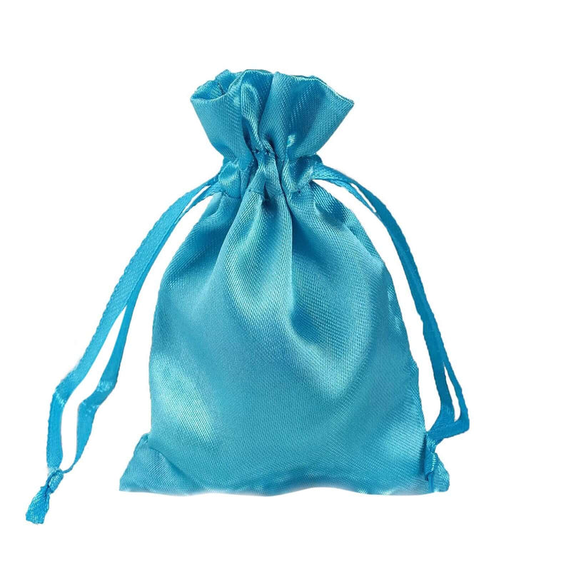 3" Silver Satin Drawstring Favor Bags - 12 Pack | tableclothsfactory.com
