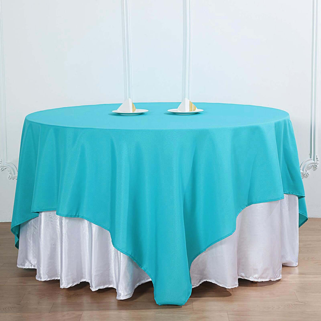Polyester Square Overlay 90"x90" Turquoise | TableclothsFactory