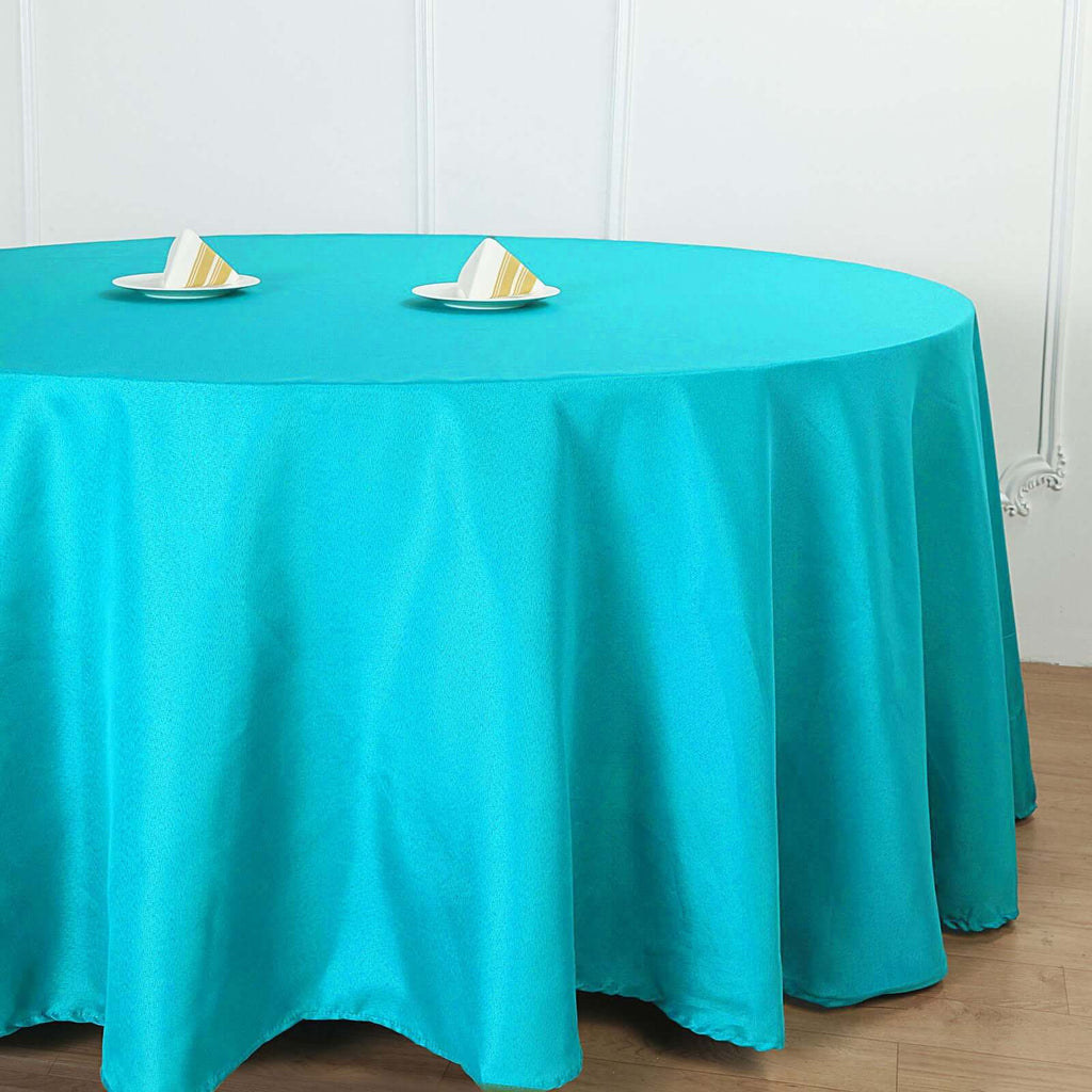 Polyester Round Tablecloth 132" Turquoise | TableclothsFactory
