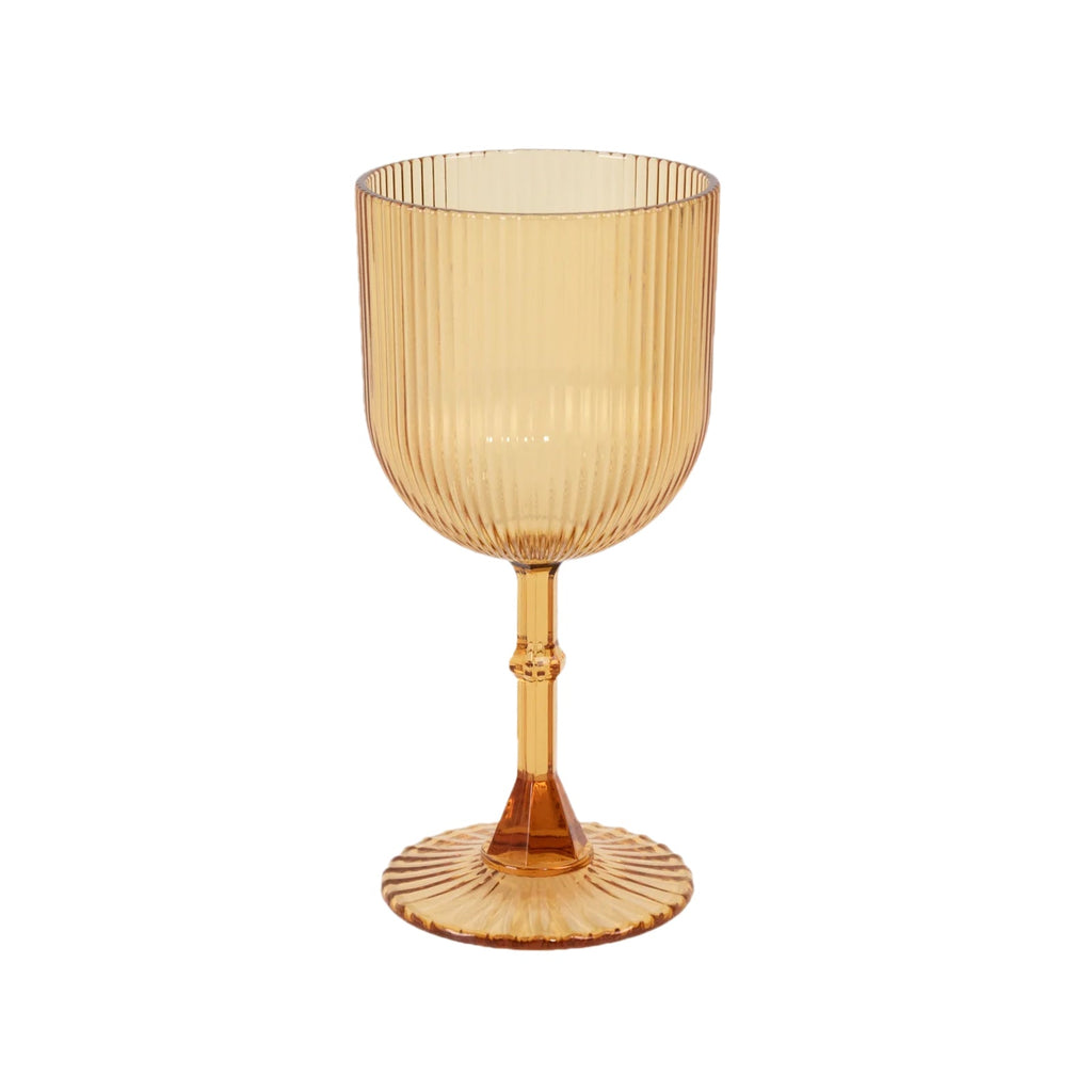 Ribbed Plastic Goblets Amber Gold 9oz | TableclothsFactory