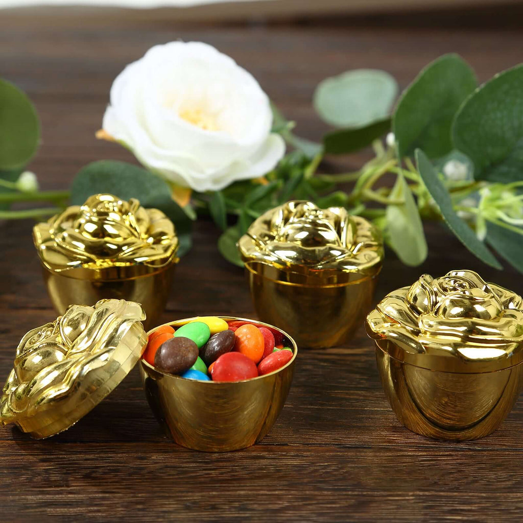Plastic Mini Vintage Rose Style Candy Containers Gold with Lids 2 ...