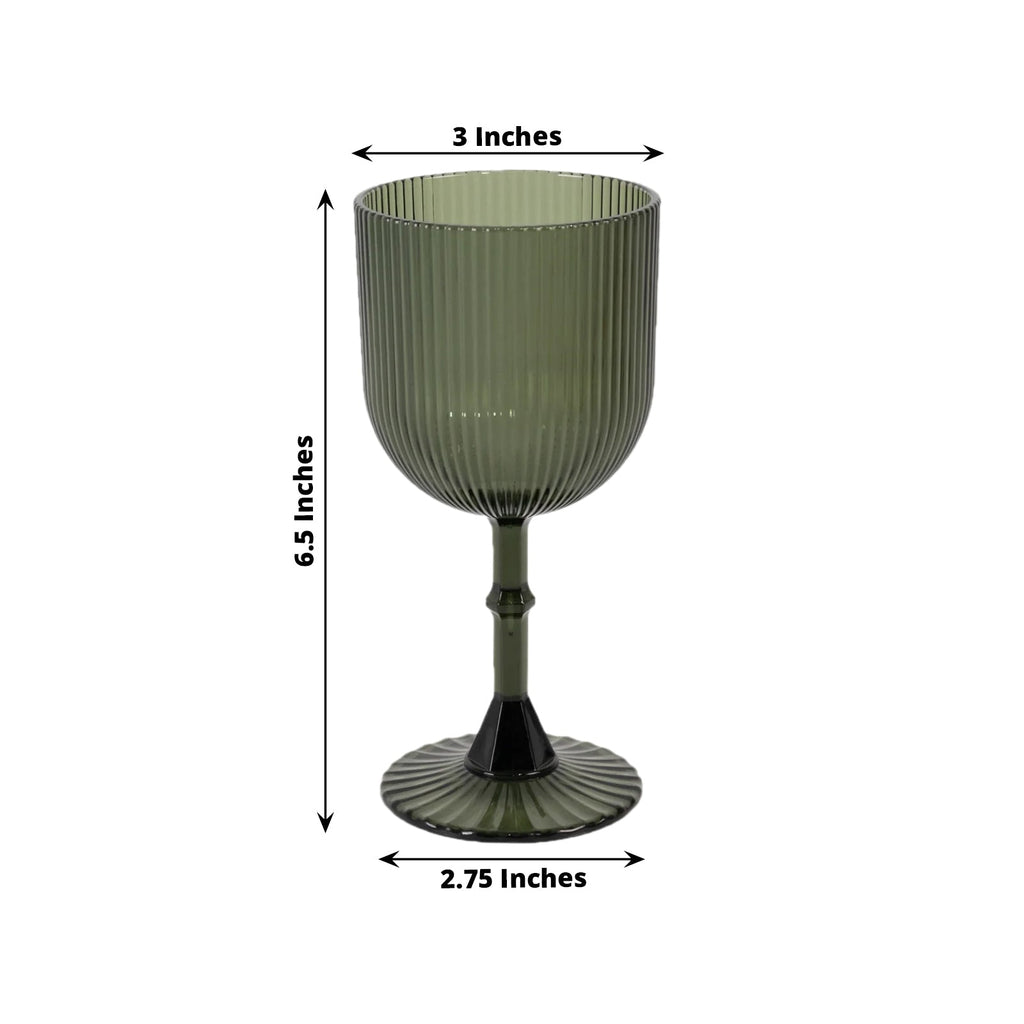 Ribbed Plastic Goblets Emerald Green 9oz | TableclothsFactory