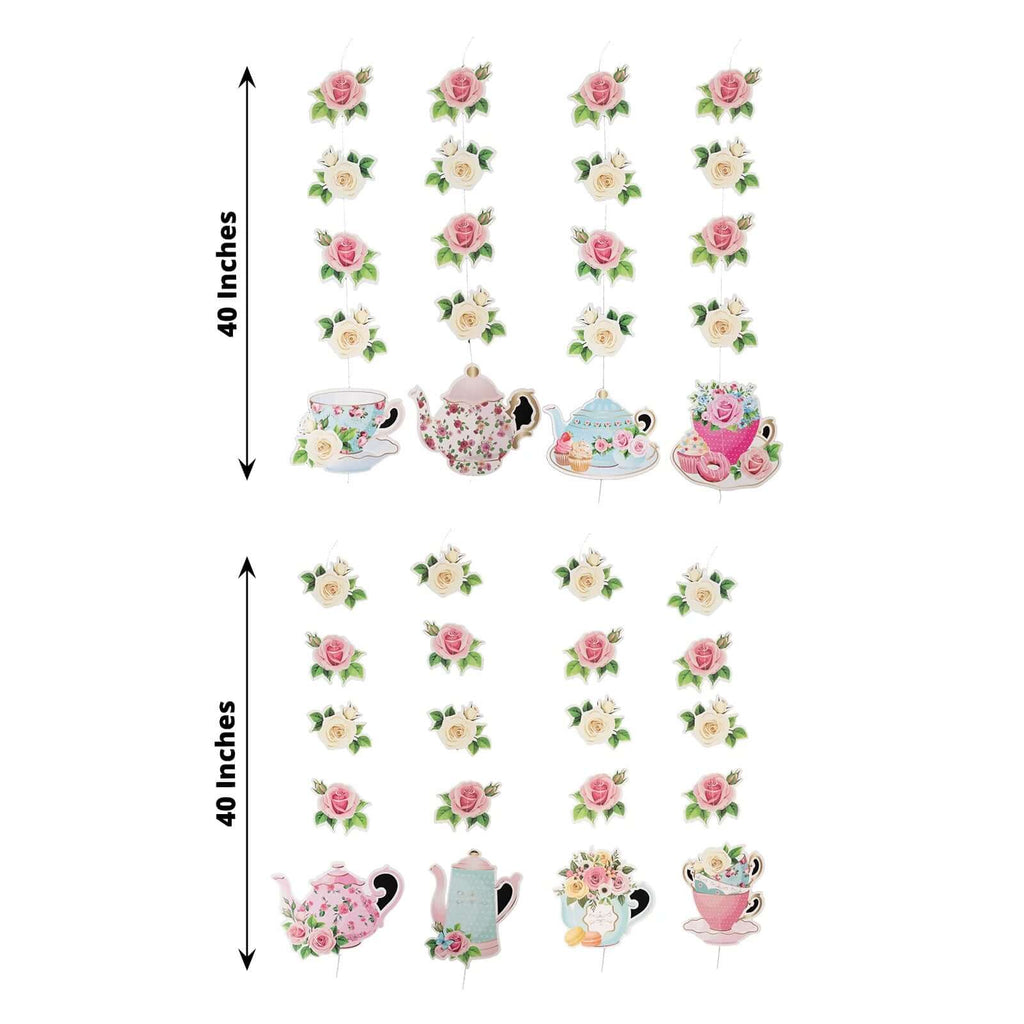 Floral Tea Party Paper Garland 8 Pack | TableclothsFactory
