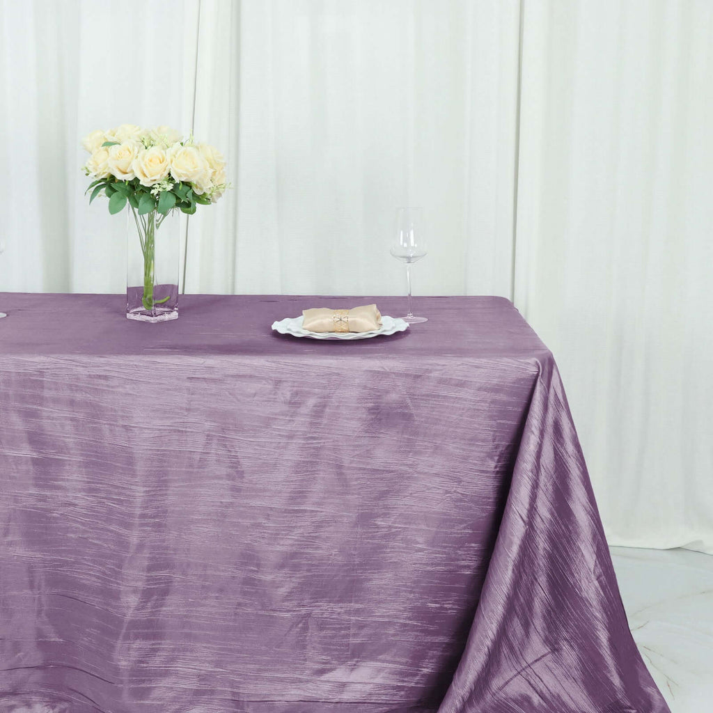 Accordion Crinkle Tablecloth 90"x132" Violet Amethyst | TableclothsFactory