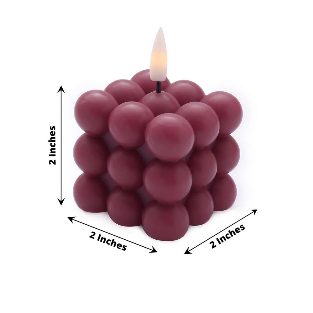 LED Flameless Cube Candles Burgundy 2" | TableclothsFactory
