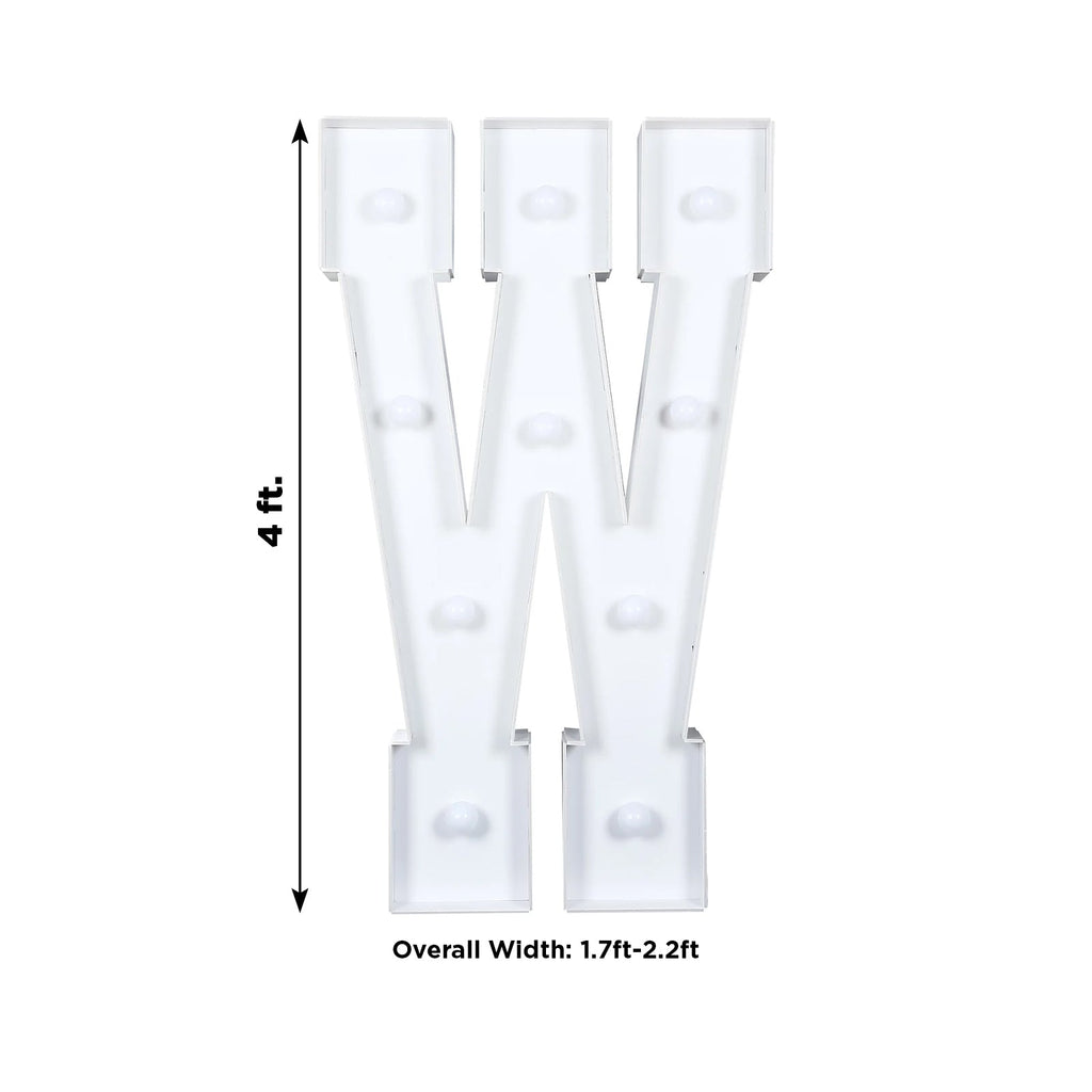 4ft White LED Marquee Letter "W" | TableclothsFactory