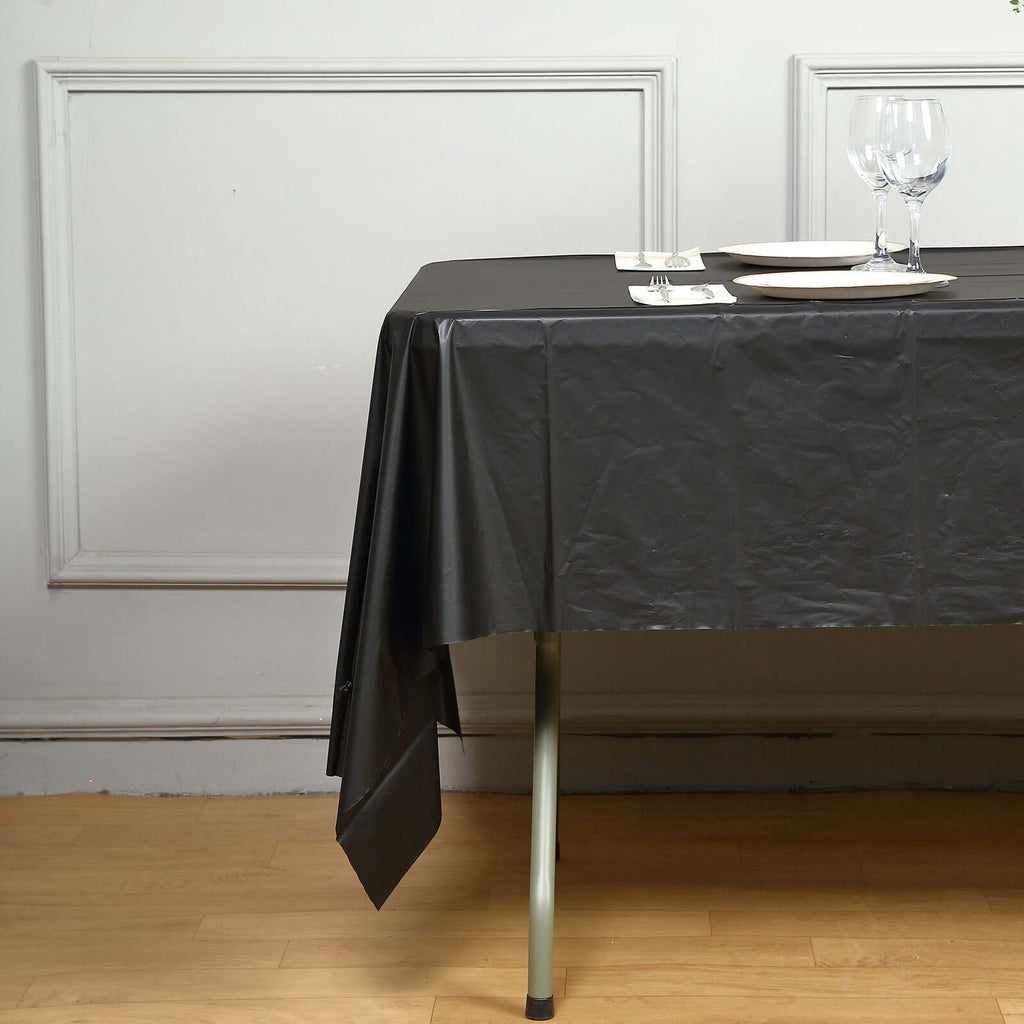 Plastic Rectangle Table Covers 54"x108" Black | TableclothsFactory