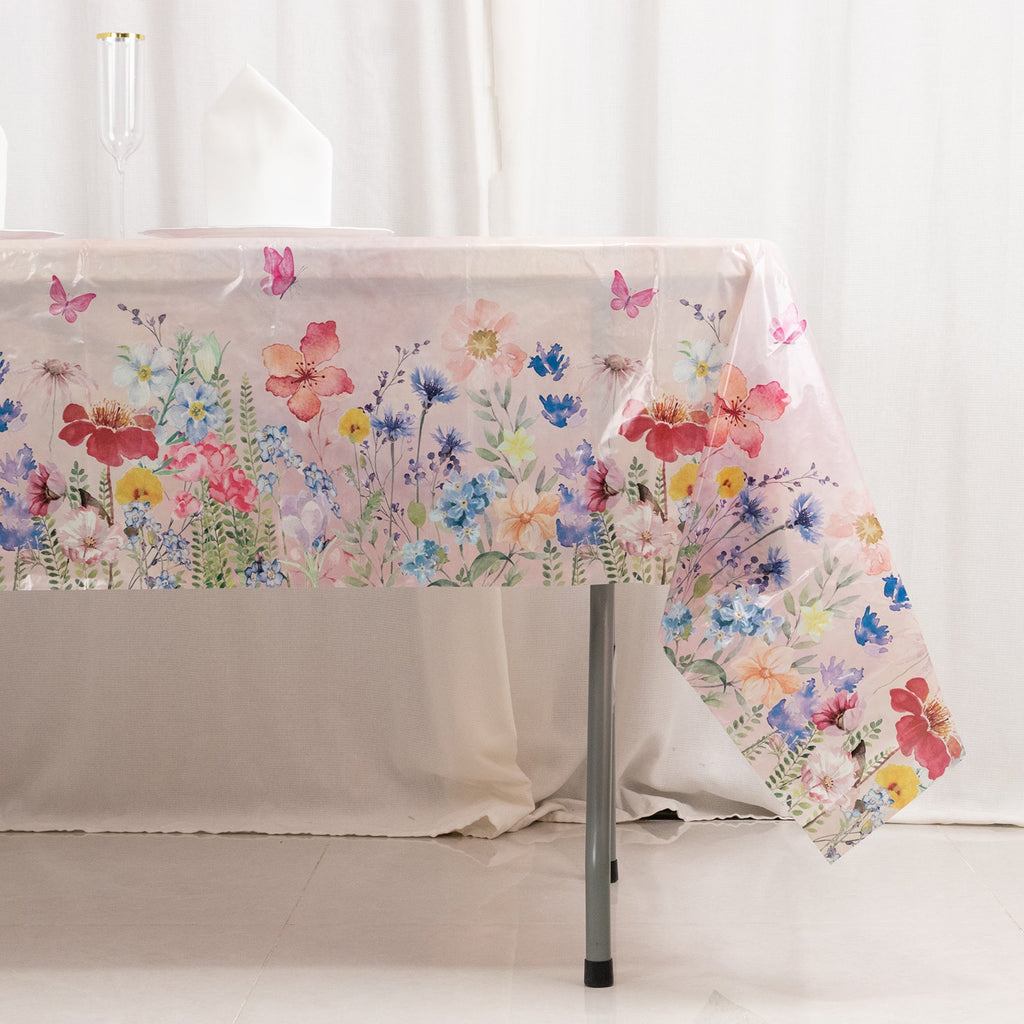 Butterfly Floral Plastic Rectangle Table Covers 54"x108" Blush ...