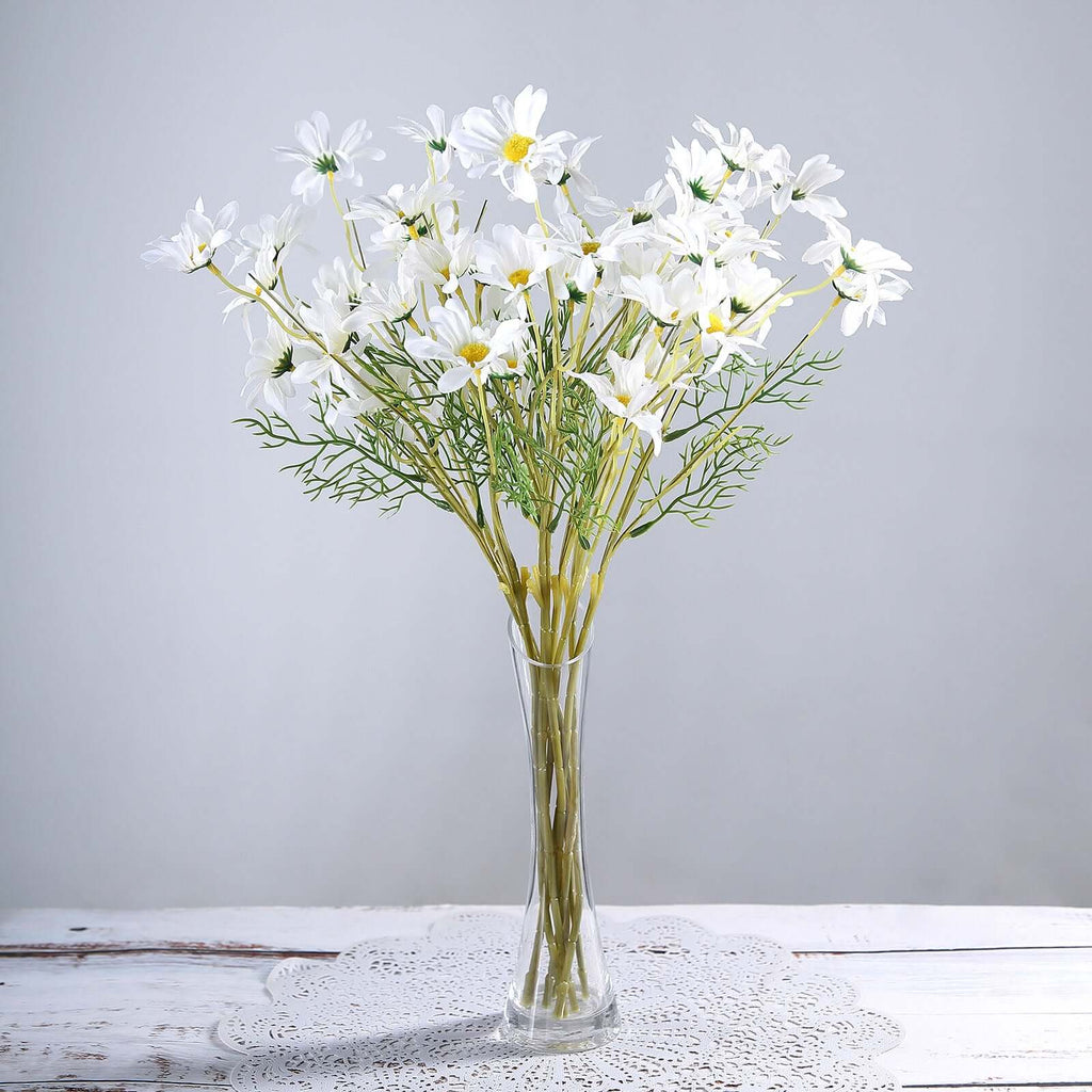 White Artificial Silk Daisy Flower Stem Bouquet | TableclothsFactory