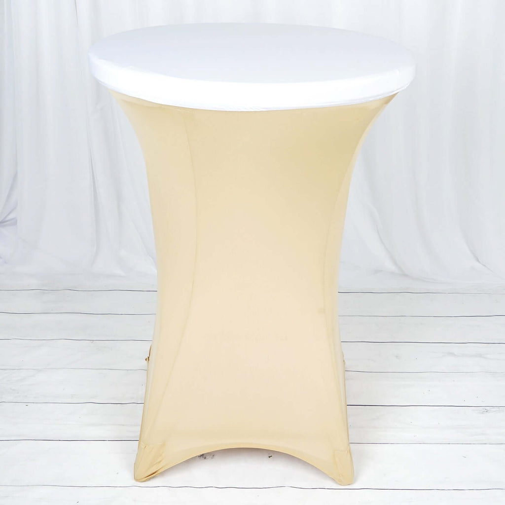 Spandex Cocktail Table Top Cover White | TableclothsFactory