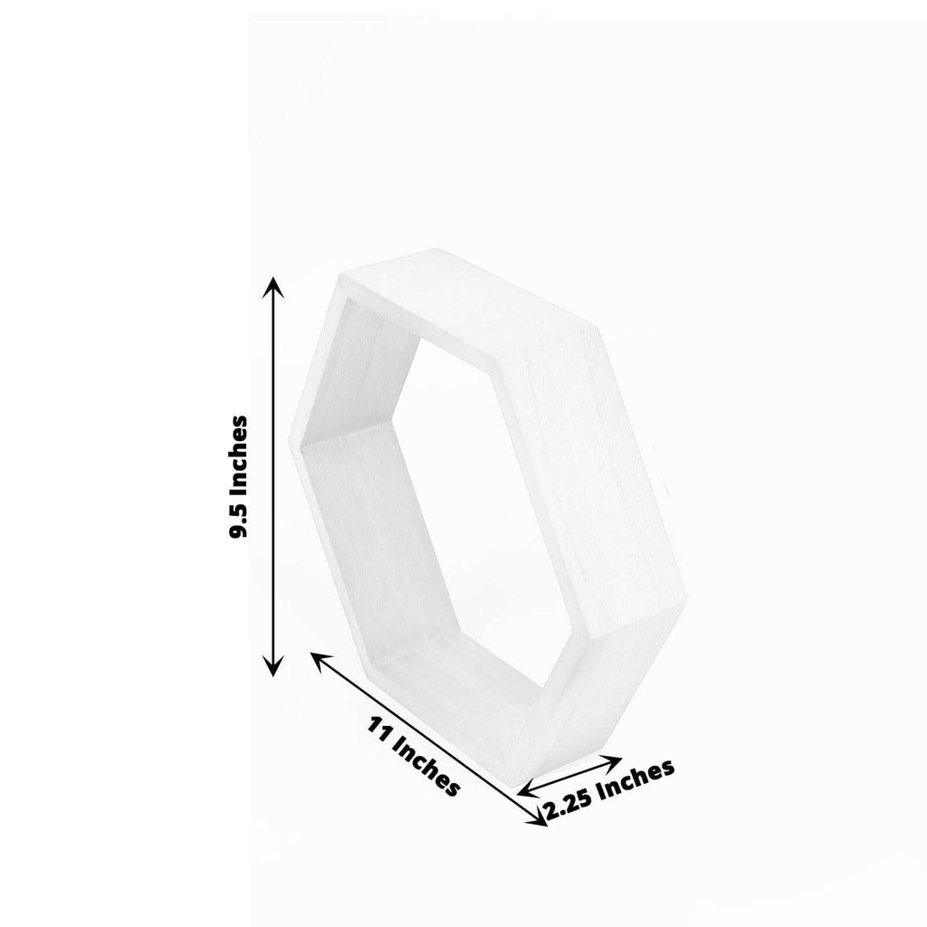 9" Whitewashed Hexagon Wood Centerpiece | TableclothsFactory