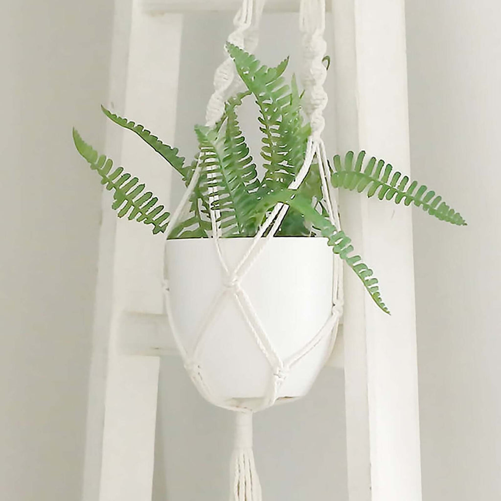 White Macrame Planter Pots 2 Pack | TableclothsFactory