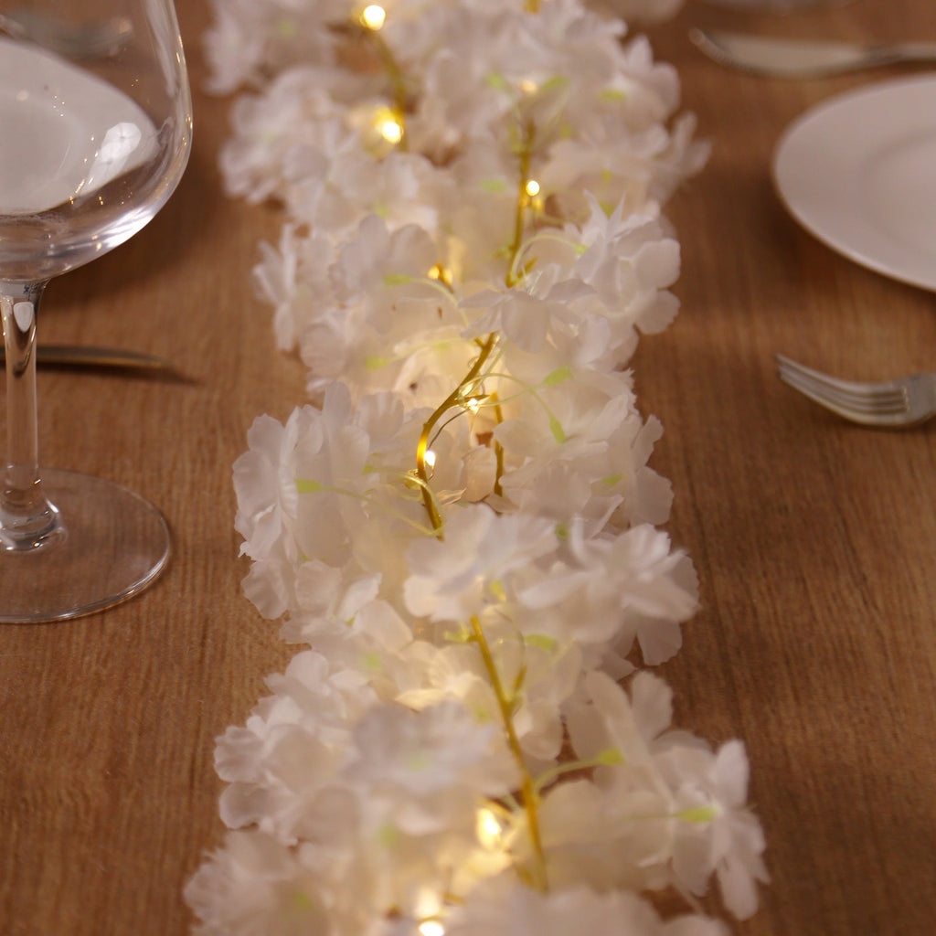 Cherry Blossom Garland String Lights White 6ft | TableclothsFactory