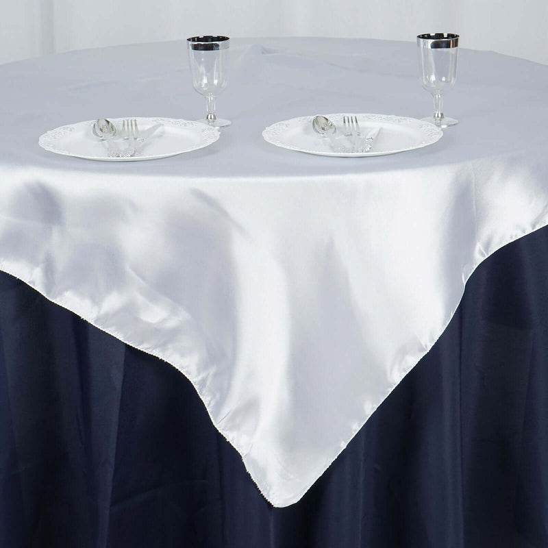 Satin Table Overlay 60"x60" Silver | TableclothsFactory