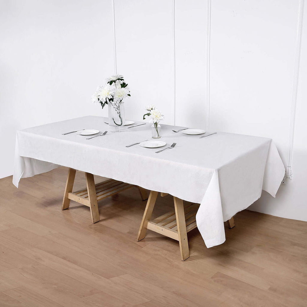 Linen-Like Paper Rectangle Tablecloth 50"x108" White | TableclothsFactory