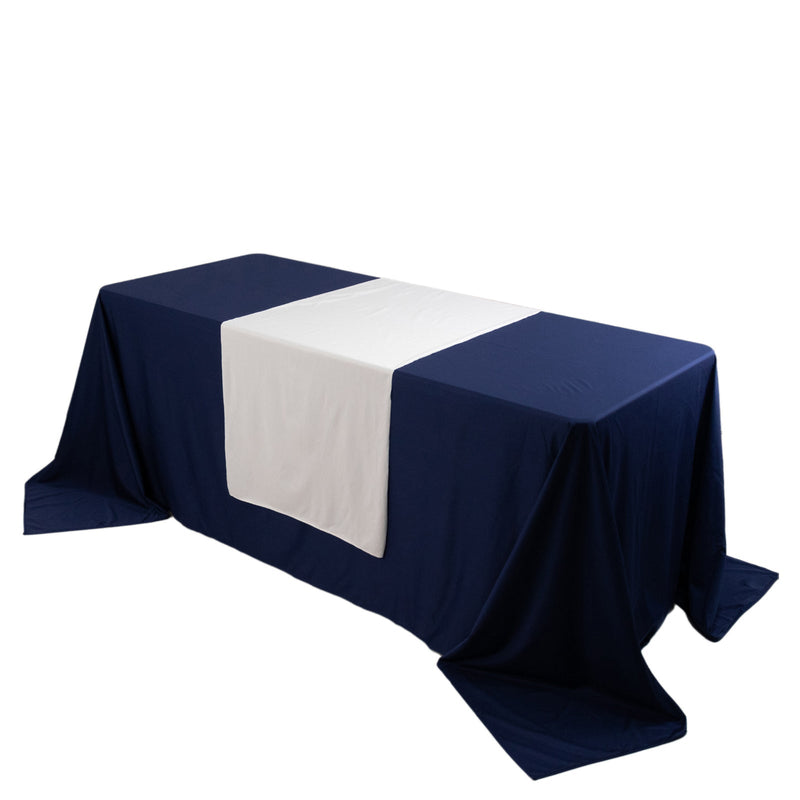 Wide Polyester Table Runner 24"x72" White by TableclothsFactory.com