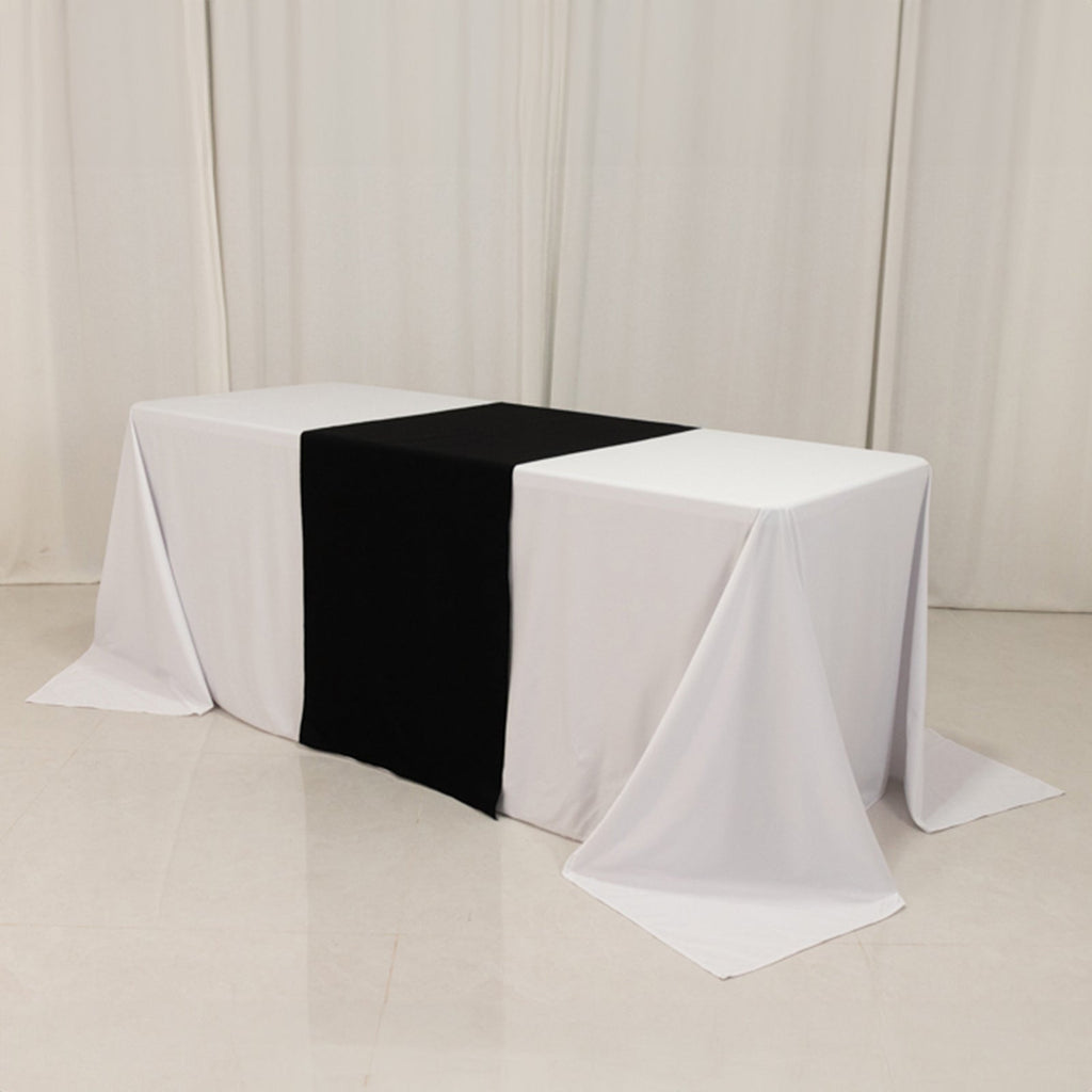 Premium Polyester Table Runner 24"x72" Black by TableclothsFactory.com