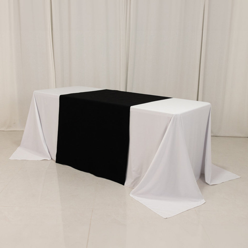 Premium Polyester Table Runner 36"x72" Black | TableclothsFactory
