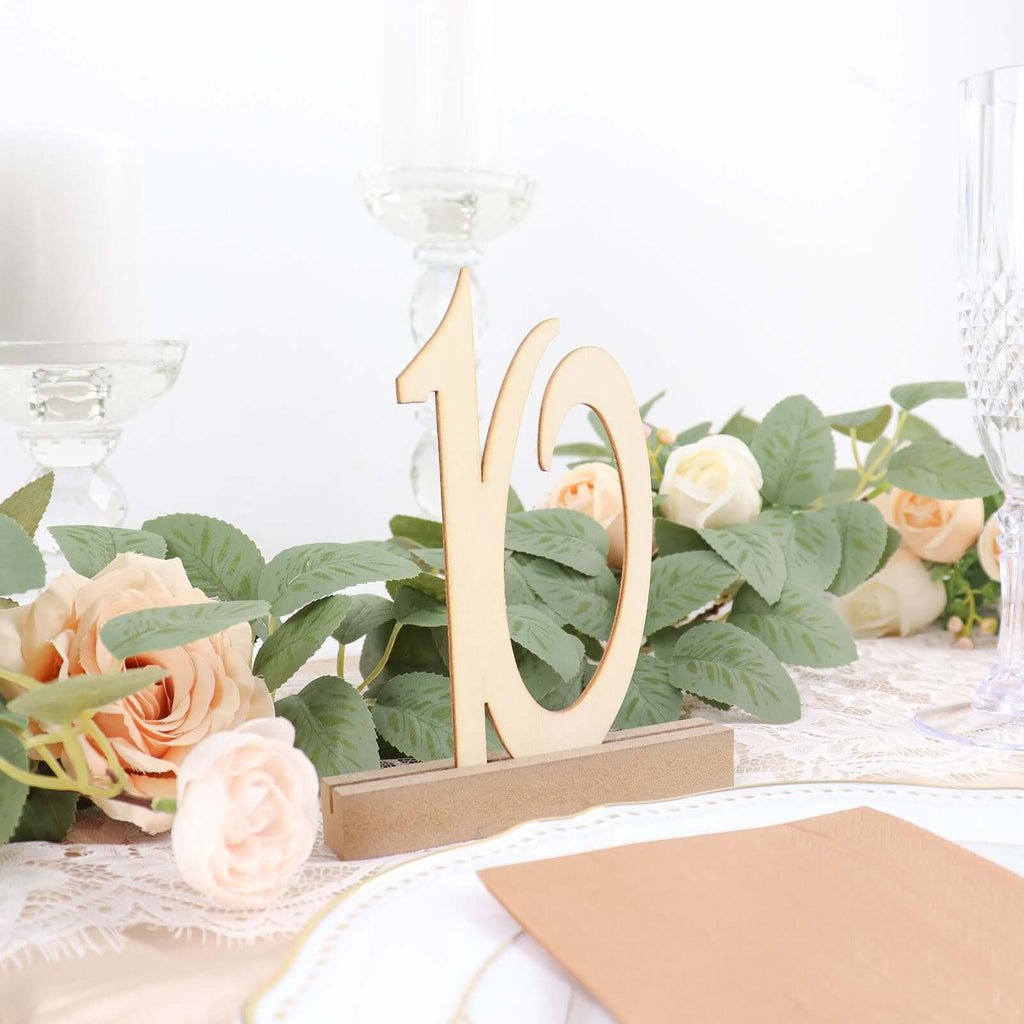 1-20 Wooden Table Numbers Natural 6" | TableclothsFactory