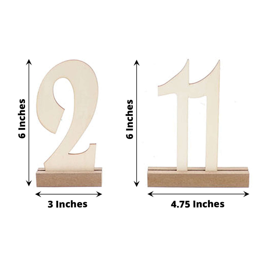 1-20 Wooden Table Numbers Natural 6" | TableclothsFactory